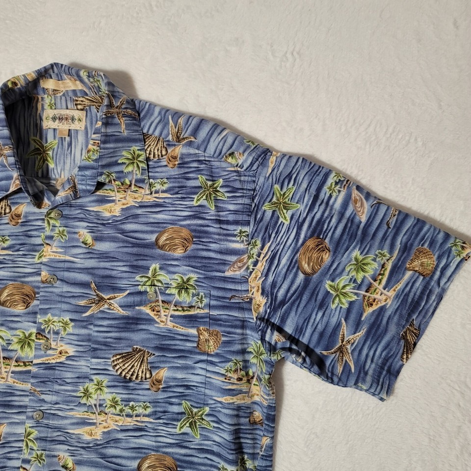 Campia Moda Mens Hawaiin Shirt Large - Starfish Clam Palm Tree | eBay