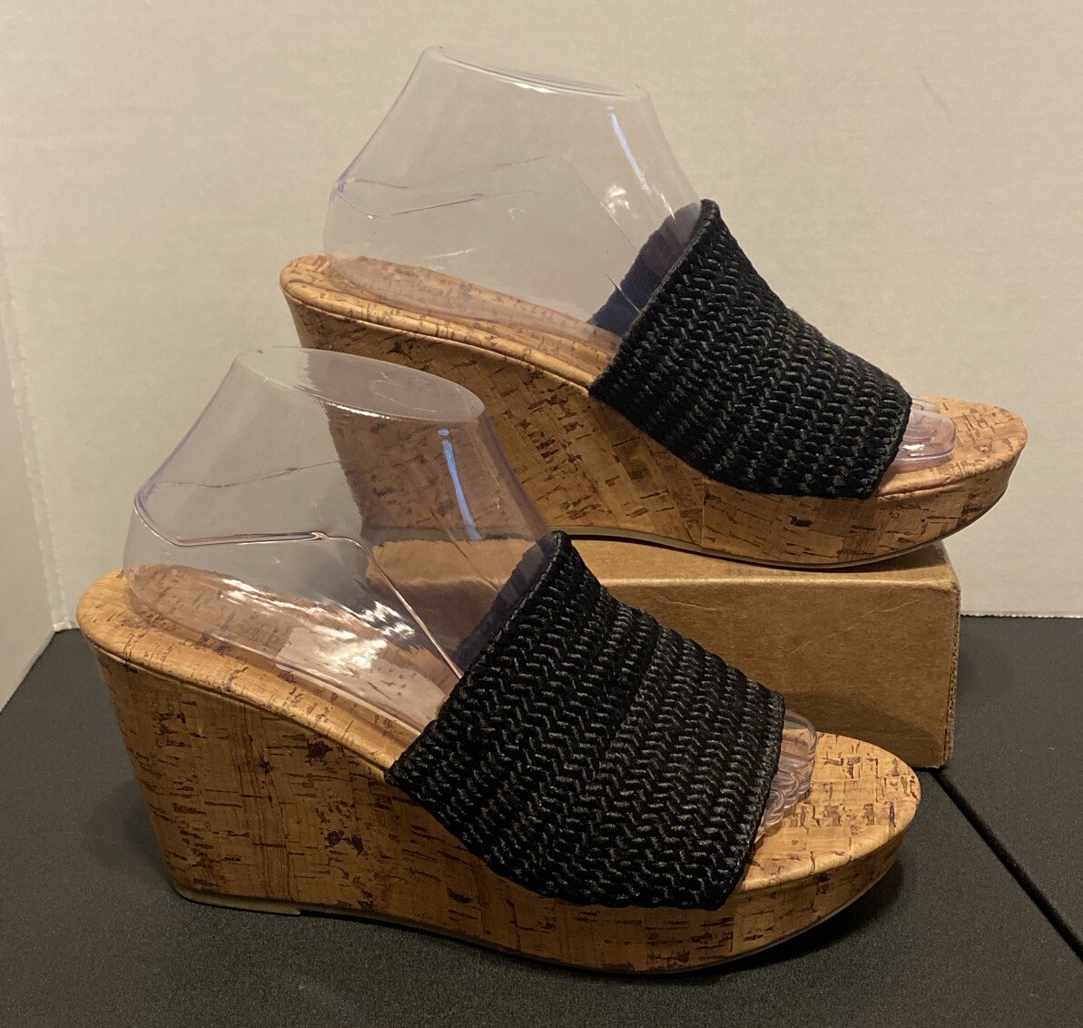 MONTEGO BAY CLUB Shoes Womens Size 9 Black Slip-on Cork Wedge Sandals ...