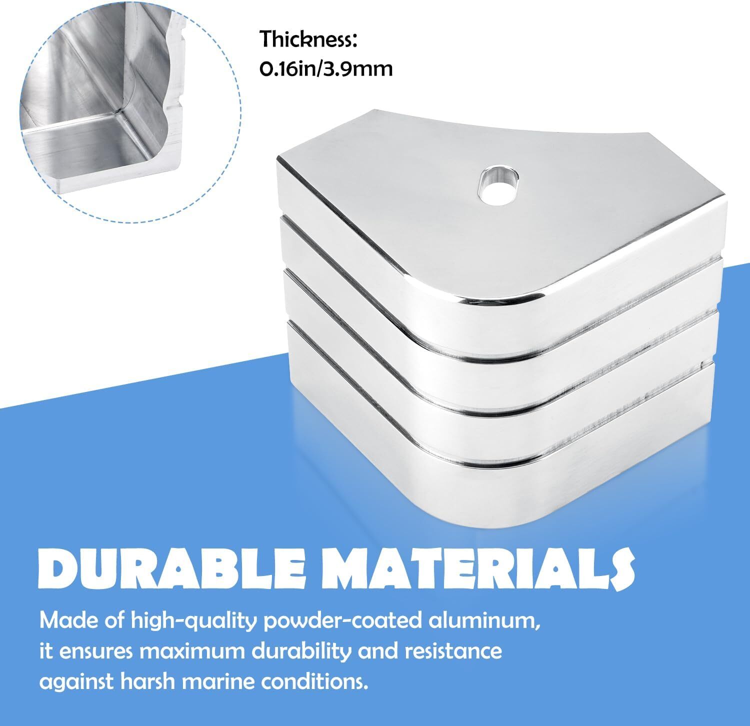 Aluminum Deck Corner Pontoon Corner Cap for 90° Rounded Corner For ...