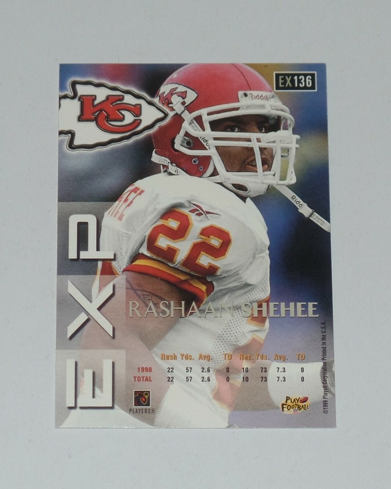 RASHAAN SHEHEE SIGNED AUTO'D 1999 PLAYOFF PRESTIGE EXP CARD #136 KC ...