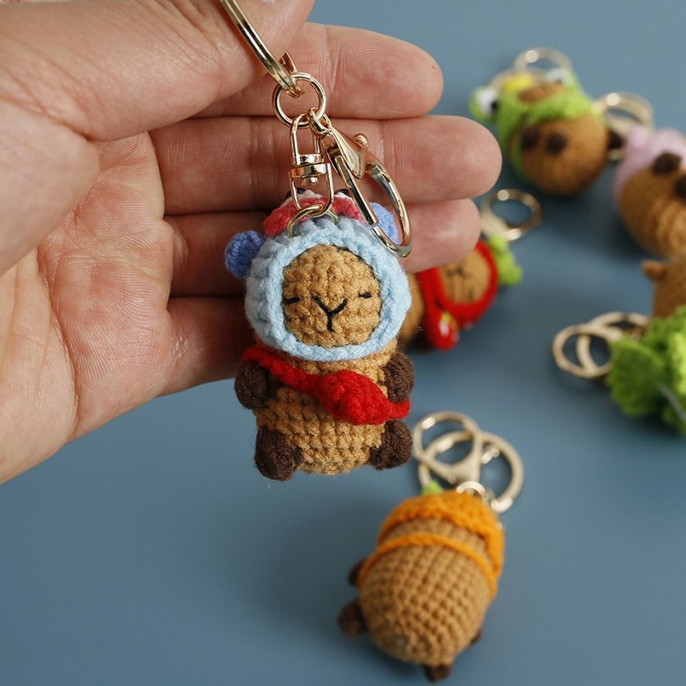 Kapibala Knitting Capybara Doll Cartoon Crochet Keyrings Small Toy | eBay