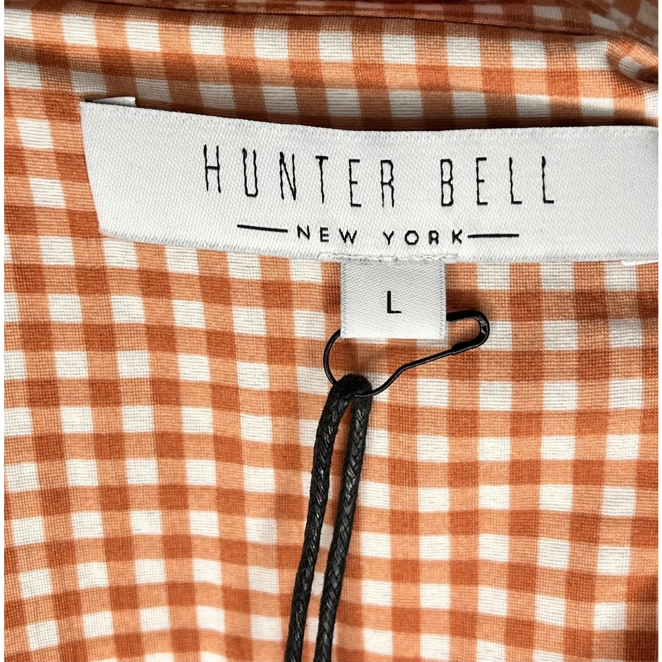 HUNTER BELL Sz L Large Peach Terracotta Gingham Dress McCauley NWT | eBay