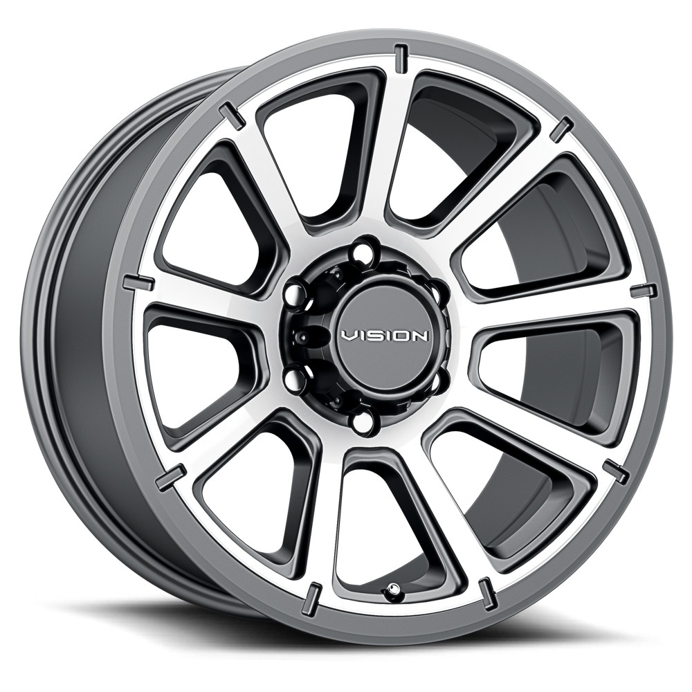 17X8.5 Vision Off Road 353 Turbine 8x165.1 Gunmetal Machined Wheel Rim ...
