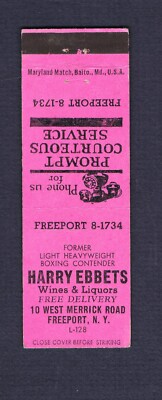 RARE 1920-30's HARRY EBBETS boxer matchbook matchcover cover boxing FREEPORT NY | eBay