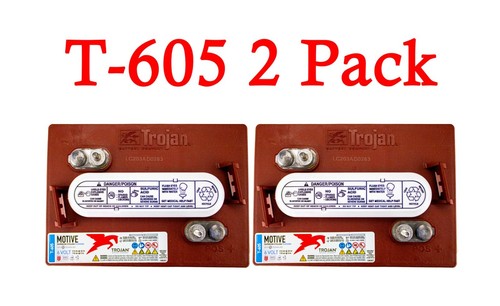(Set of 2) Trojan T-605 6V 210Ah Flooded Lead Acid Deep Cycle Battery ...
