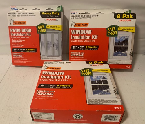 Lot Of 3 Frost King One Patio Door Insult Kit & 2 Window Insulation Kit ...
