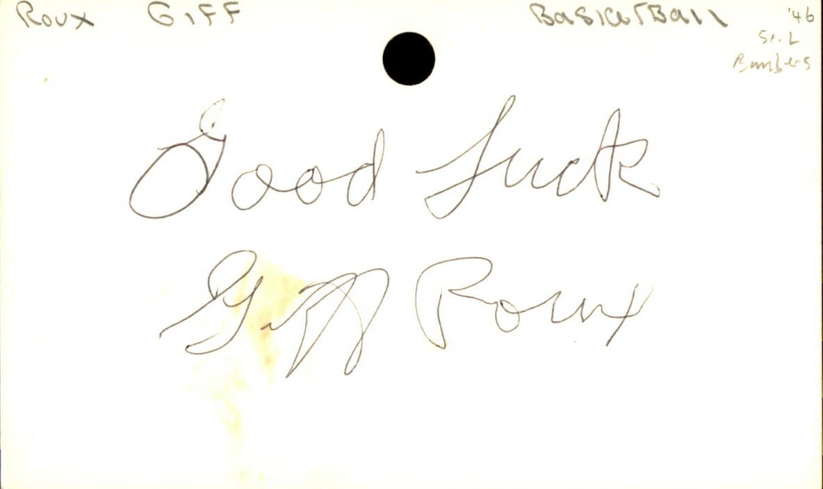 Giff Roux Signed Index Card 3x5 Autographed St. louis Bombers 60908 | eBay