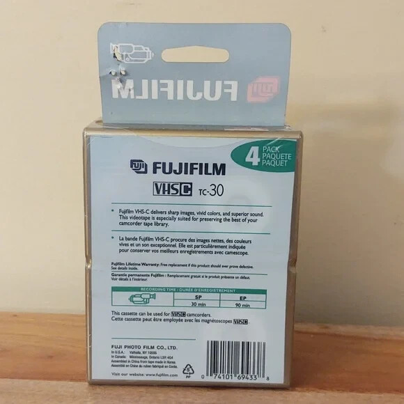 Fujifilm VHS-C TC-30 4 Pack Blank Tapes | eBay