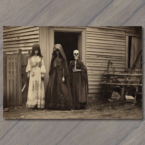 5x7" 👻 Weird Creepy Vintage Skull Mask Halloween Cult Unusual House | eBay