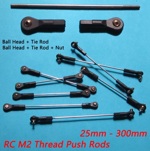RC Push Rods M2 Thread + Link Rod End+Nut M2 Ball Joints Fit RC Car ...