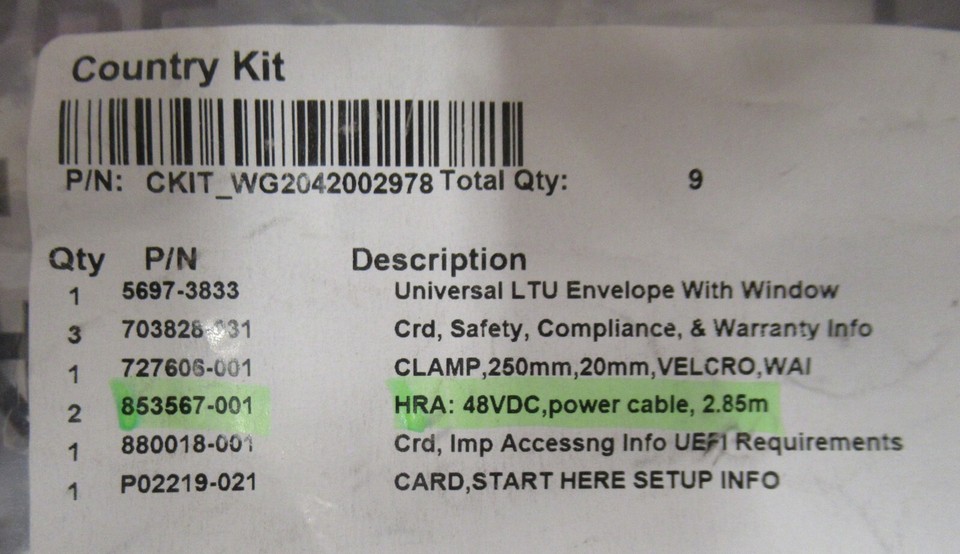 New HP 853567-001 Q0H80A 2.85M 48V Power Cable For ProLiant G10 GEN10 ...