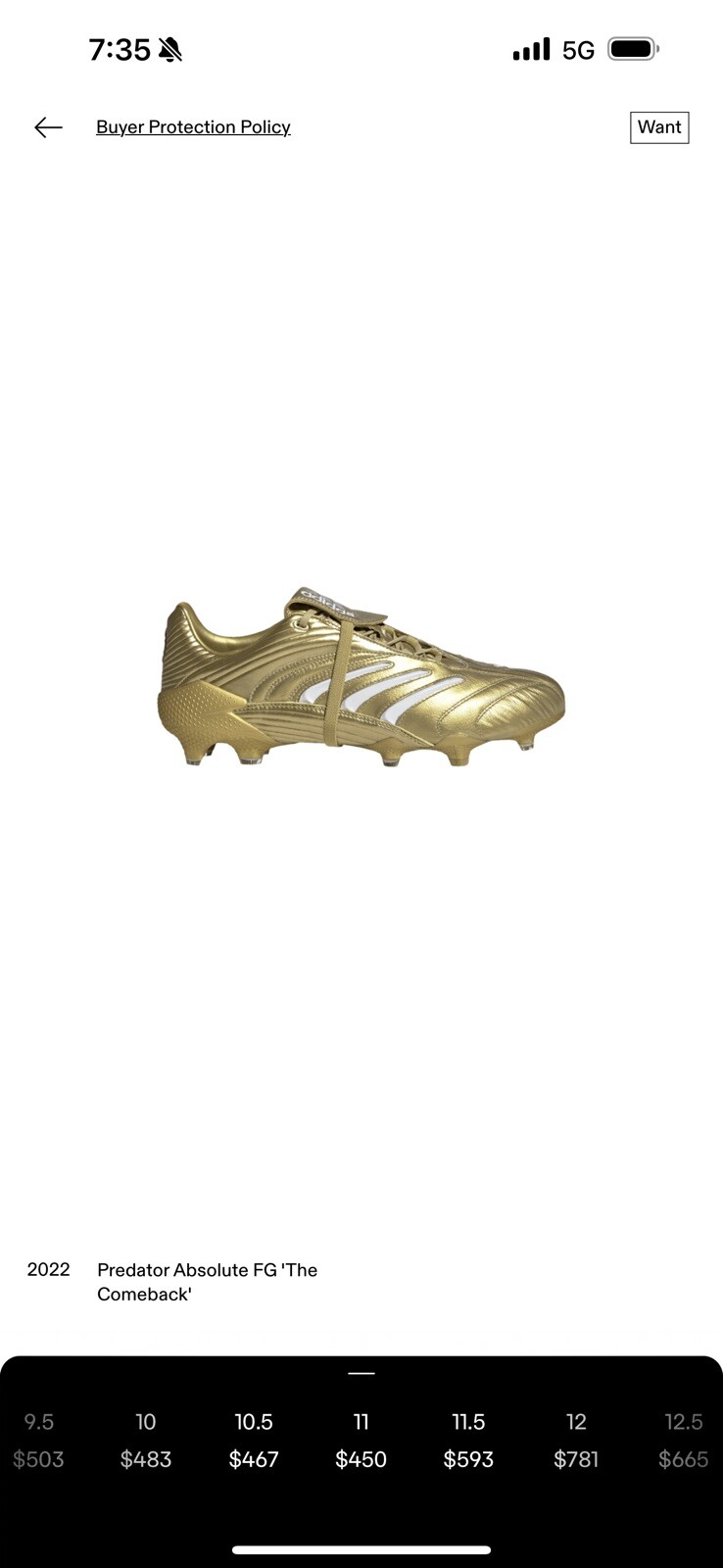adidas predator zidane Gold Size 11