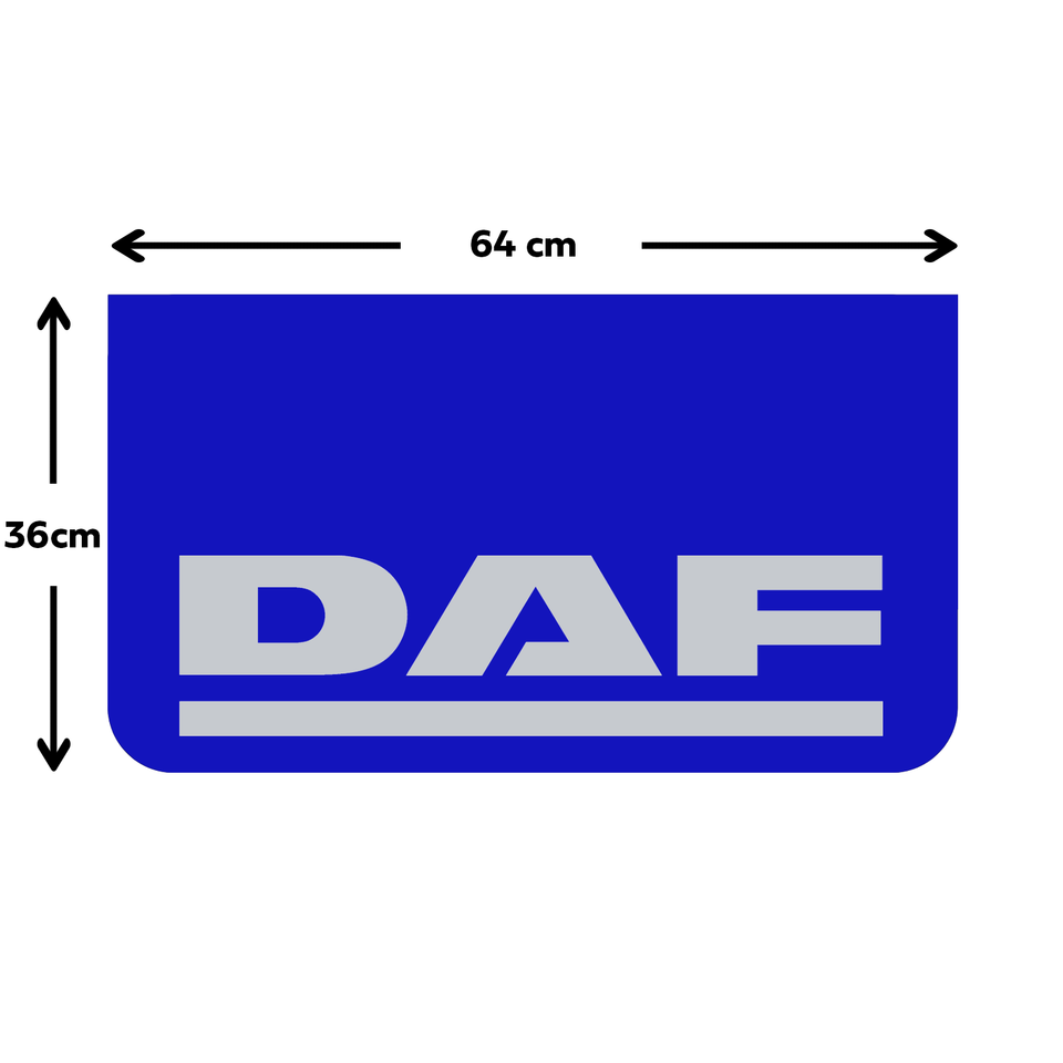DAF Lorry HGV Truck Rear Mudflaps 36 x 64 cm Blue PVC Mud Flaps Silver ...