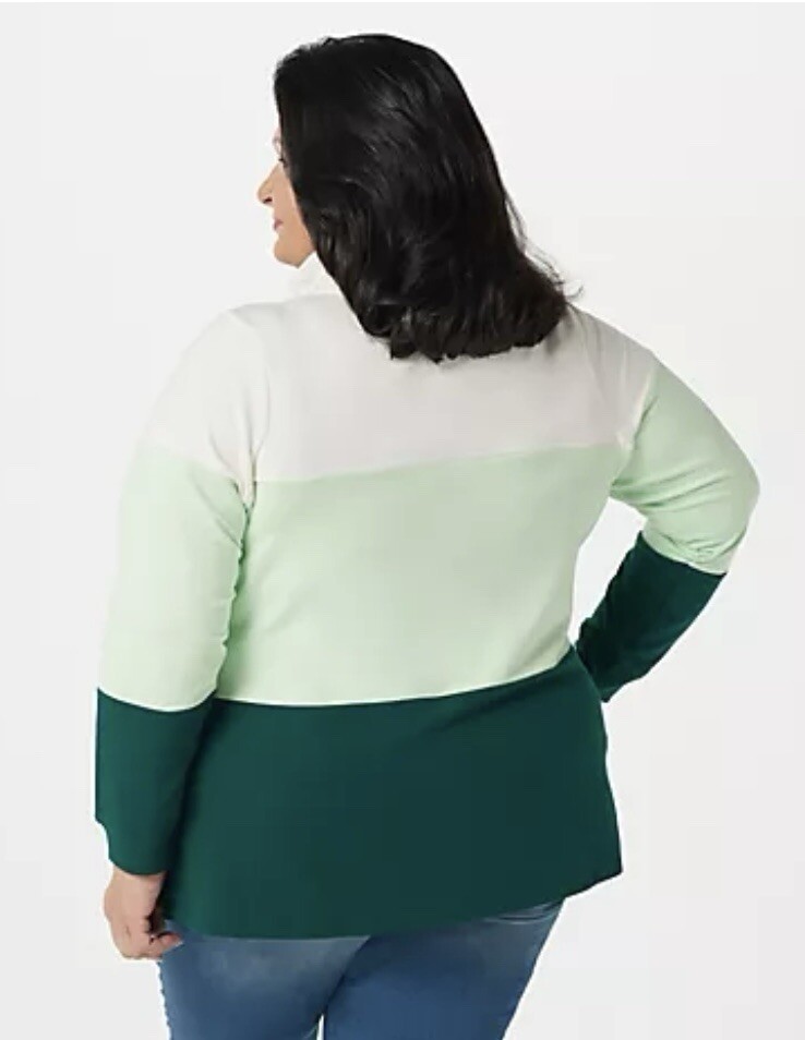 Denim & Co Top Active Colorblock French Terry Half-Zip YELLOW XL ...