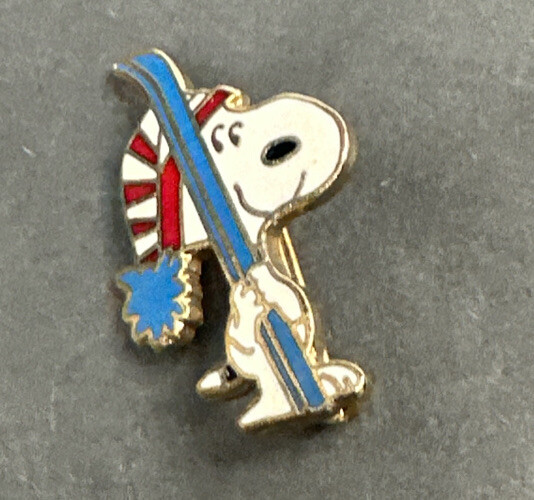 Vintage Snoopy Peanuts Pin Blue Skis Aviva | eBay