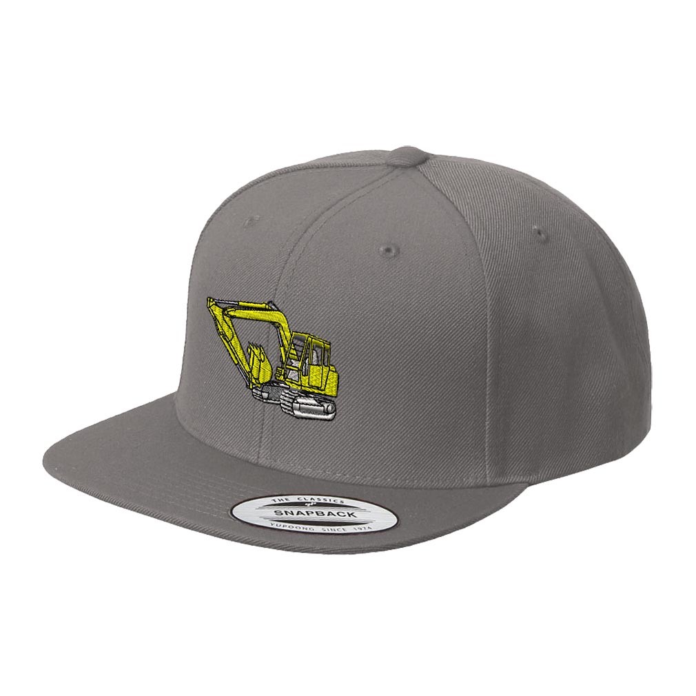 Excavator Embroidered Flat Visor Snapback Hat | eBay
