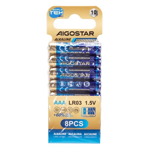 8 X BATTERIE AAA MINI STILO ALCALINE LR03 1.5V NON RICARICABILI ...