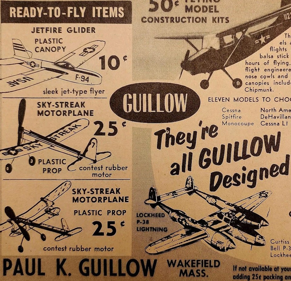 1974 Paul K Guillow Airplane Model Supply Advertisement Aviation Kits ...