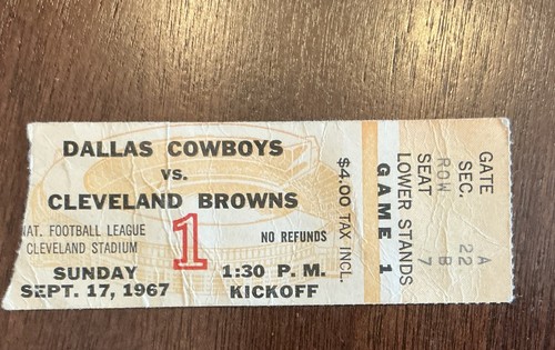 1967 CLEVELAND BROWNS - DALLAS COWBOYS ticket stub RAYFIELD WRIGHT ...