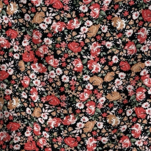 Emery Rose Blouse Size Medium Top Short Sleeves Floral Black Red Green ...