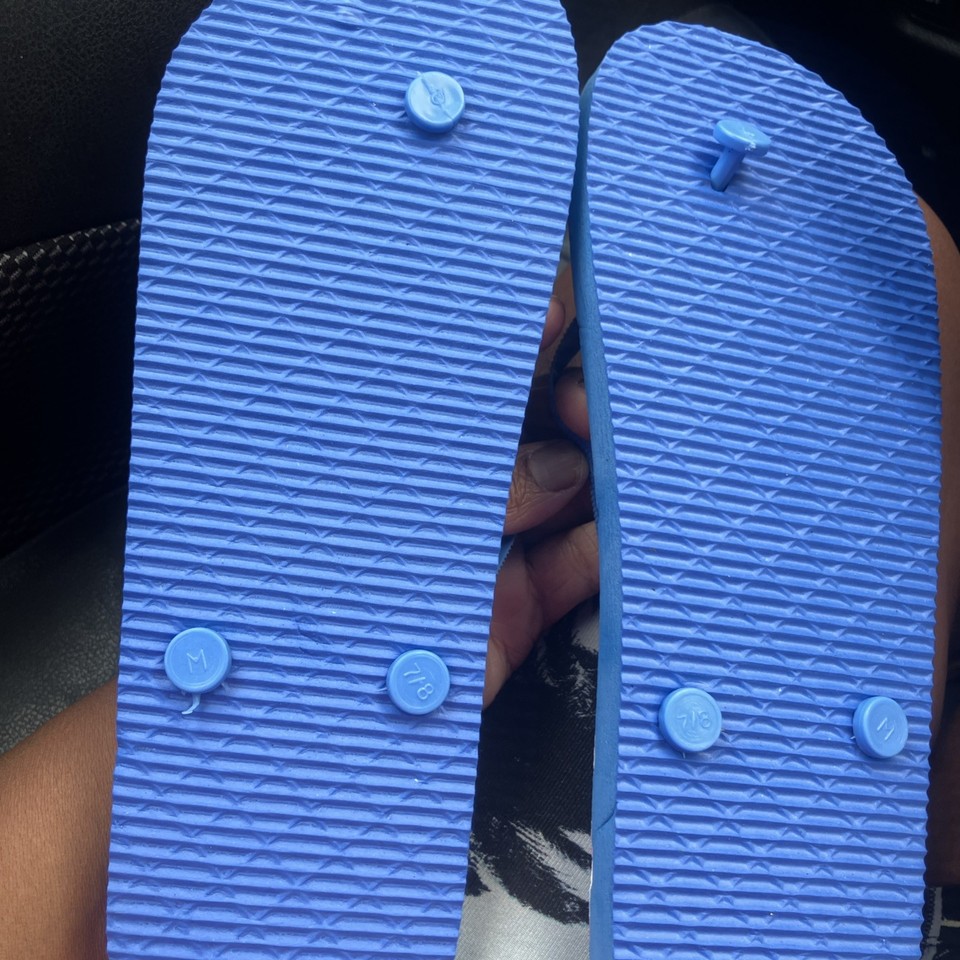 DUBBLE BUBBLE Gum Balls Blue Novelty Flip Flops Sandals Women's Size M ...