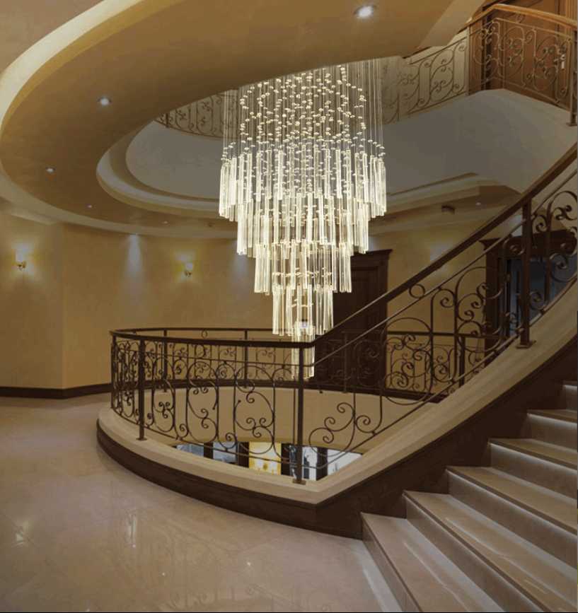 Luxury Crystal LED Chandelier Rain Drop Ceiling Light Lobby Pendant ...