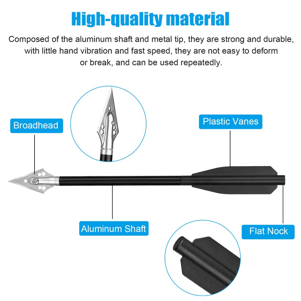 12/24x Metal Crossbow Arrows W/Aluminum Mount Archery Outdoor Hunting ...