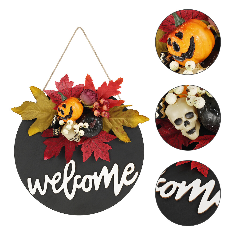 Wooden Wall Hanging Round Welcome Sign Hanging Decoration Front Door ...