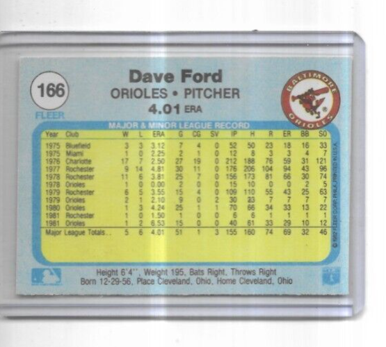 1982 Fleer #166 Dave Ford Baltimore Orioles | eBay