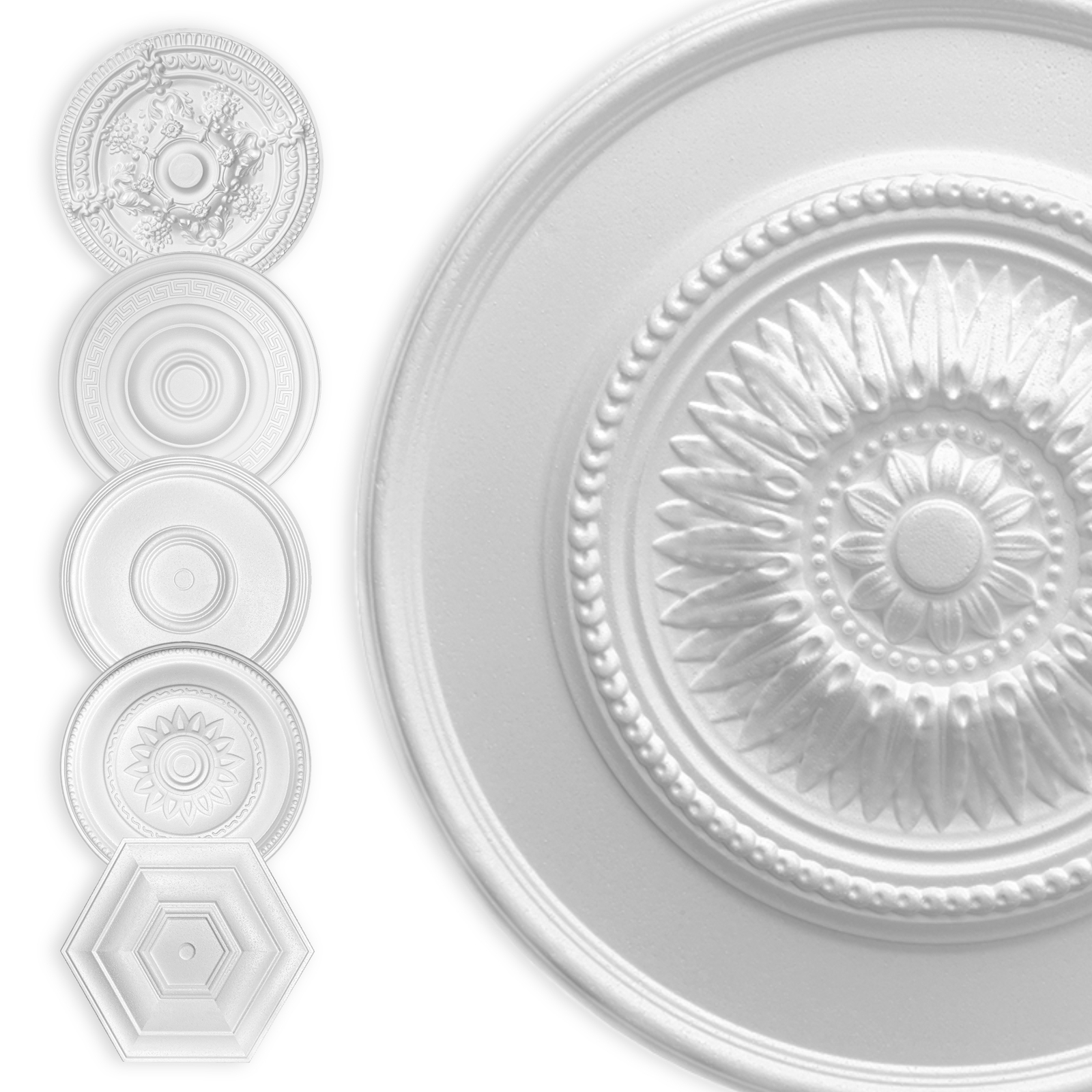 HEXIM Stuckrosette Styropor EPS weiß, Deckenrosette, Innendekor für Decke & Wand | eBay