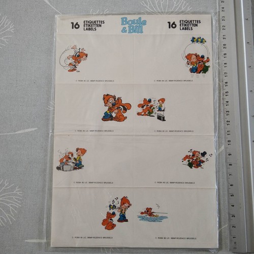 Planche neuve 16 étiquettes BD - BOULE ET BILL - ROBA 1985 | eBay