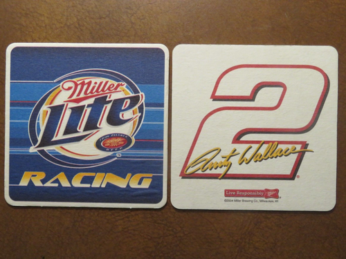 Beer Coaster ~ MILLER Brewing Co Lite ~ #2 Rusty Wallace 2004 Nascar ...