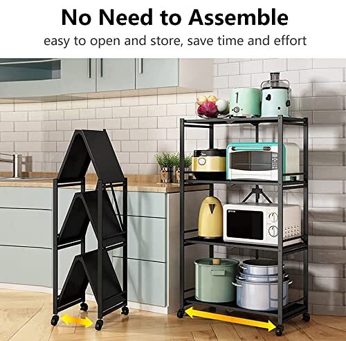 4-Shelf General Purpose Collapsible/Foldable Shelving Unit, Sturdy ...