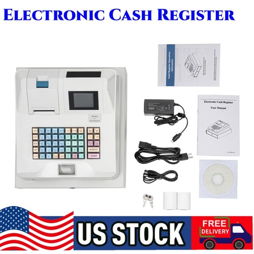 48Key Desktop Electronic Cash Register POS Casher Digital LED Display w ...
