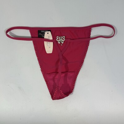 Victorias Secret Medium Pink Rhinestone Butterfly Low Rise V String ...