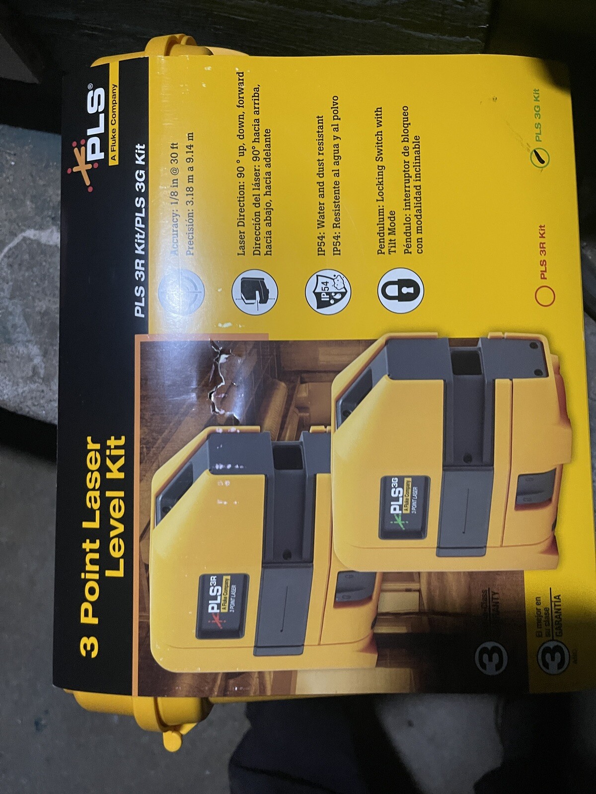 Pacific Laser PLS 3R KIT Class II 3-Pt Self-Leveling Red Laser Kit, 100 ...