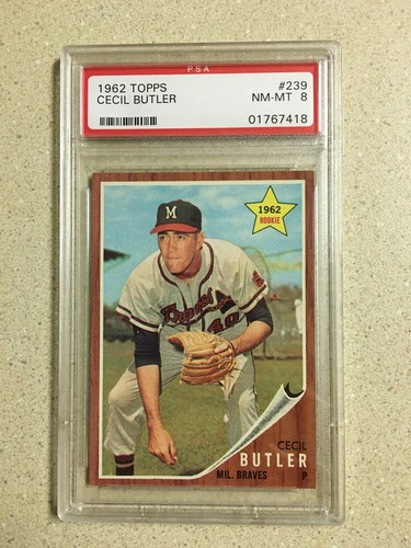 1962 Topps #239 Cecil Butler PSA 8 NM-MT BRAVES ROOKIE | eBay