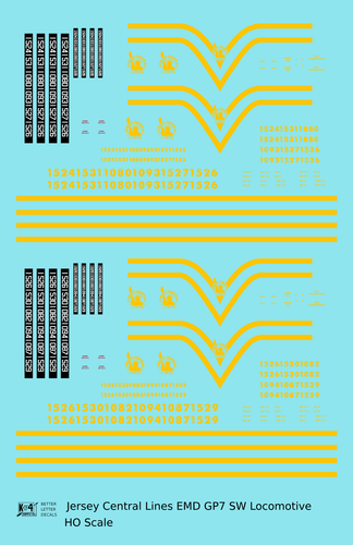 K4 HO Scale Decals CNJ Jersey Central Lines EMD Diesel Locomotive ...