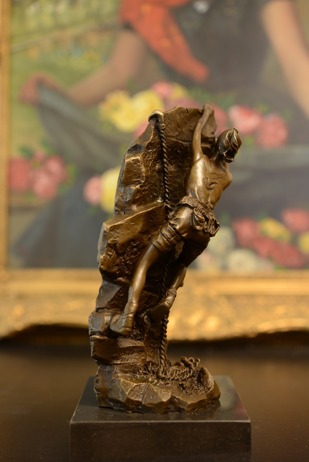 Signed Nick Bronze rock climbing Figurine Bronze Statue rock-climber ...