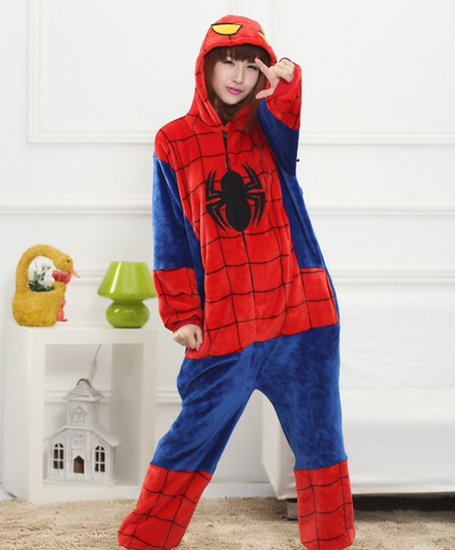 New Adult Spider-man Pajamas Kigurumi Cosplay Costume Animal Sleepwear ...