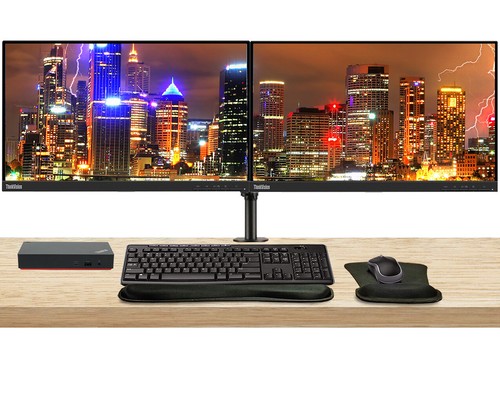 Lenovo ThinkVision S22e Monitor, 2-Pack Bundle + USB-C Dock, MK270 ...