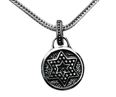Jewish Star Of David Pendant Stainless Steel 24 inch 4 mm Box Chain HOL ...