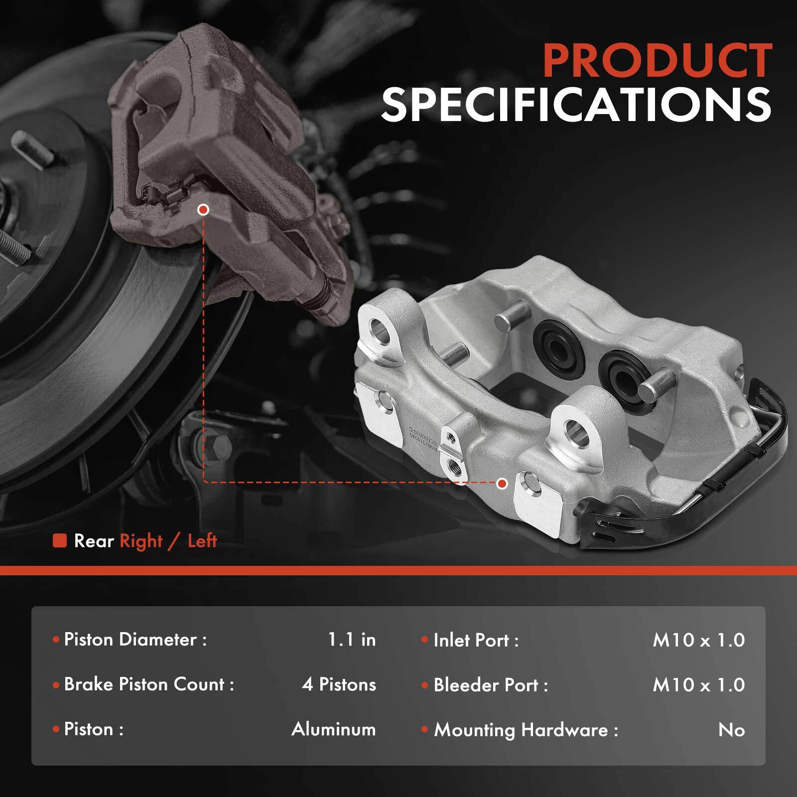 Rear Right Brake Caliper for Audi Q7 2007-2015 VW Touareg 2004-2008 ...