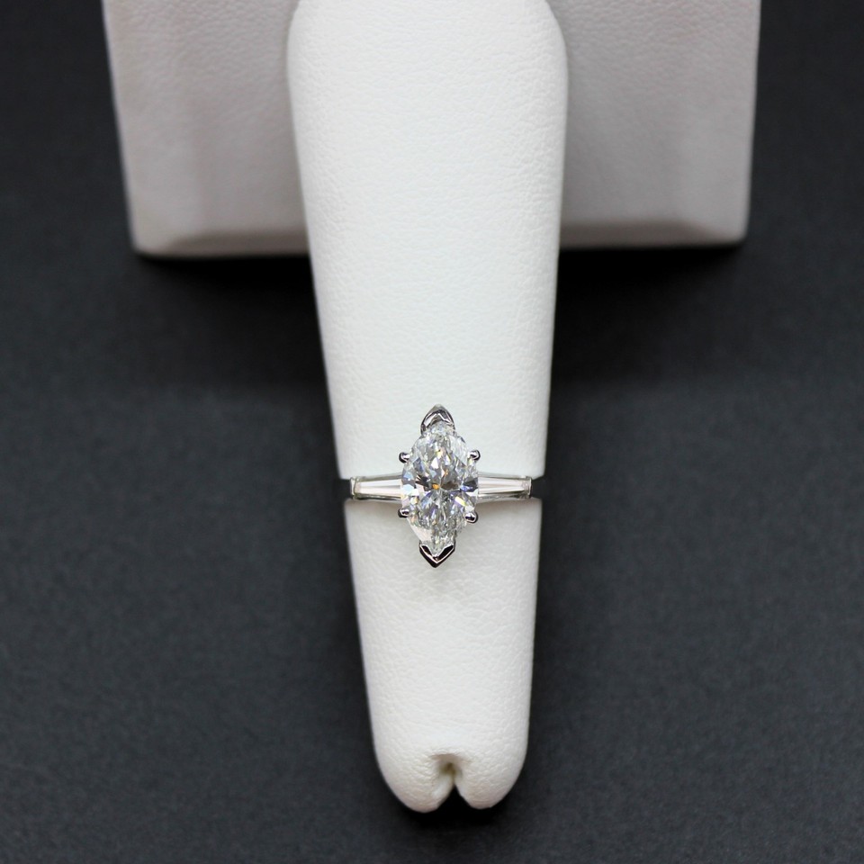 HUGE 1.53CT Natural Diamond Solitaire Engagement Wedding Ring w Accents Platinum | eBay