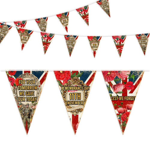 Remembrance Day Bunting 10M, 18 Pcs Lest We Forget Flag Banner for ...