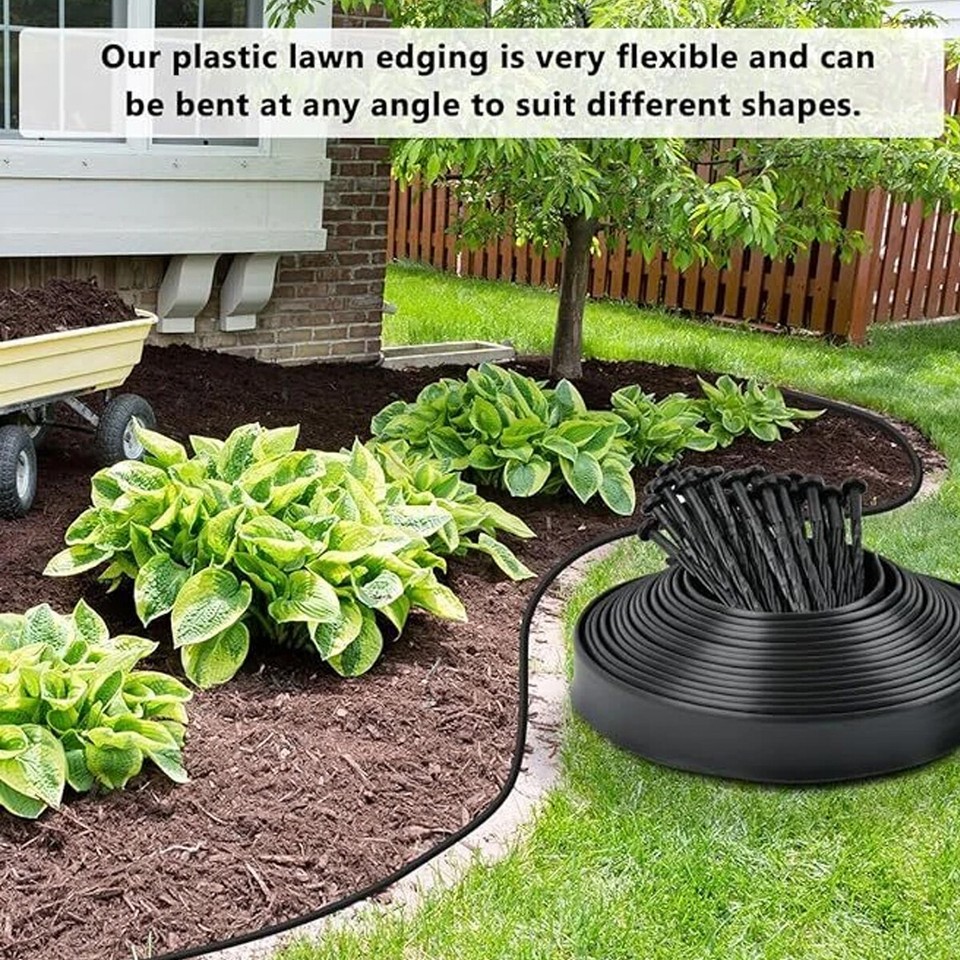 10/20M FLEXIBLE GARDEN BORDER STURDY GRASS LAWN PATH EDGING WITH ...