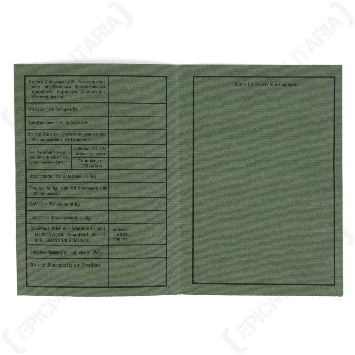 Reproduction WW2 German Vehicle Registration Document | eBay UK