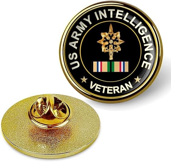 US Army Intelligence Veteran Tie Suit Shirt Lapel Pin - Gold | eBay