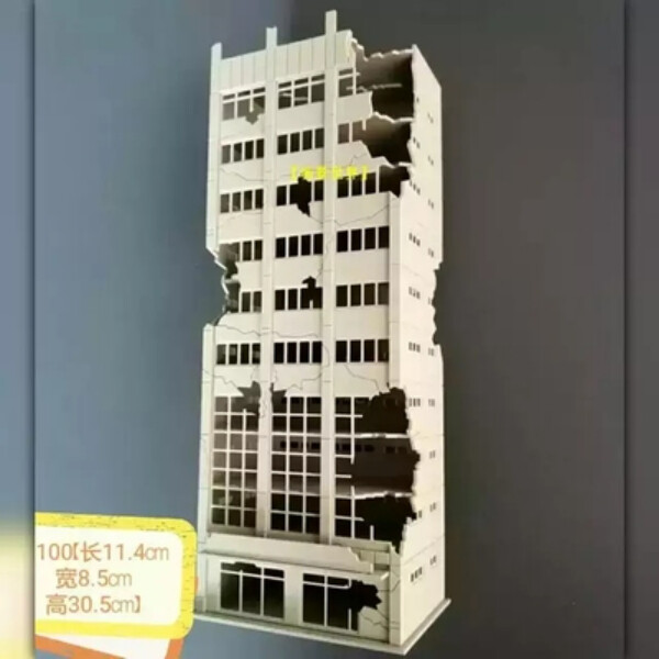 1/144 Diorama Architectural Model Railroad Battle Destroy Building ...