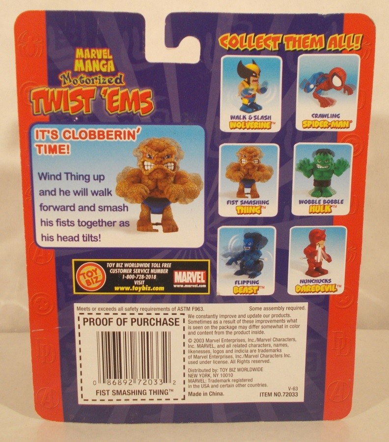 Fantastic Four Fist Smashing Thing Marvel Motorized Twist 'Ems ToyBiz ...
